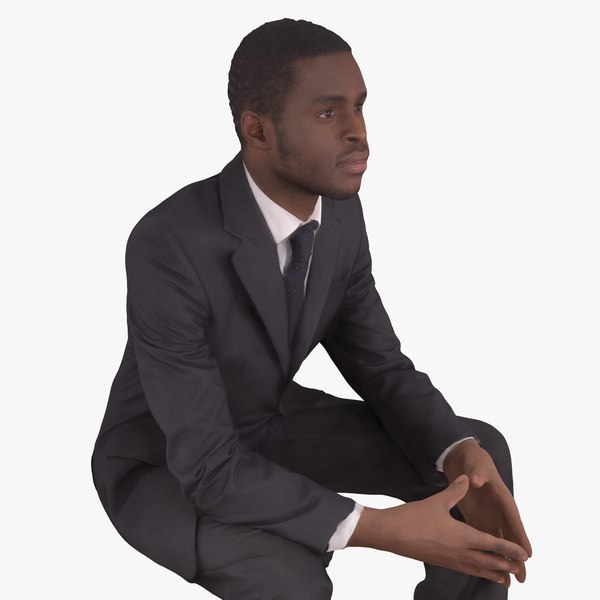businessman black man sitting people 3d max