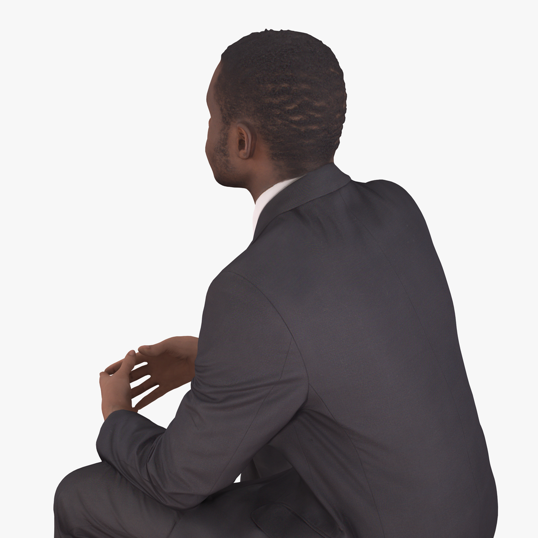 businessman black man sitting people 3d max