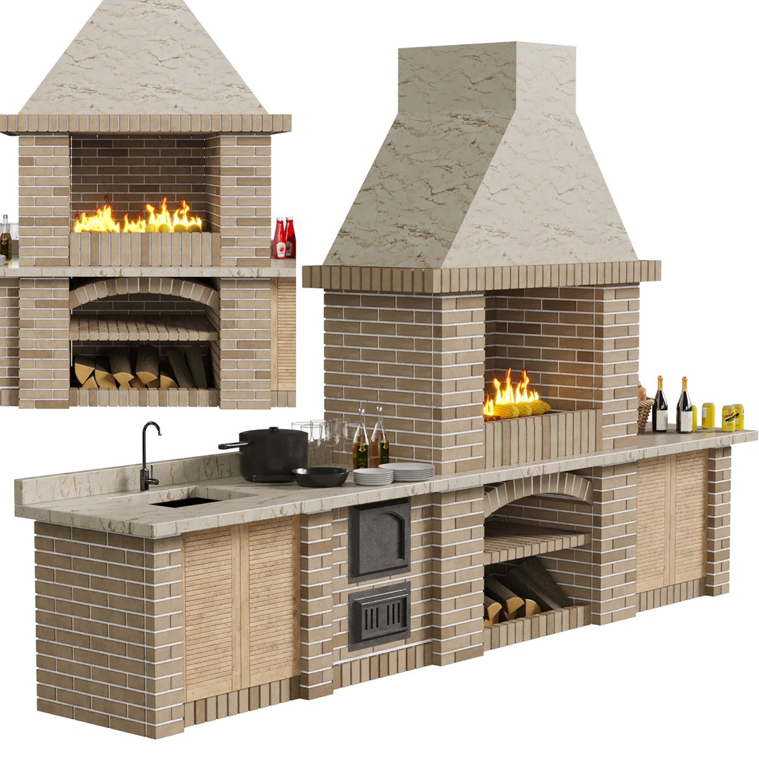 Brick BBQ 3D Model - TurboSquid 1990444
