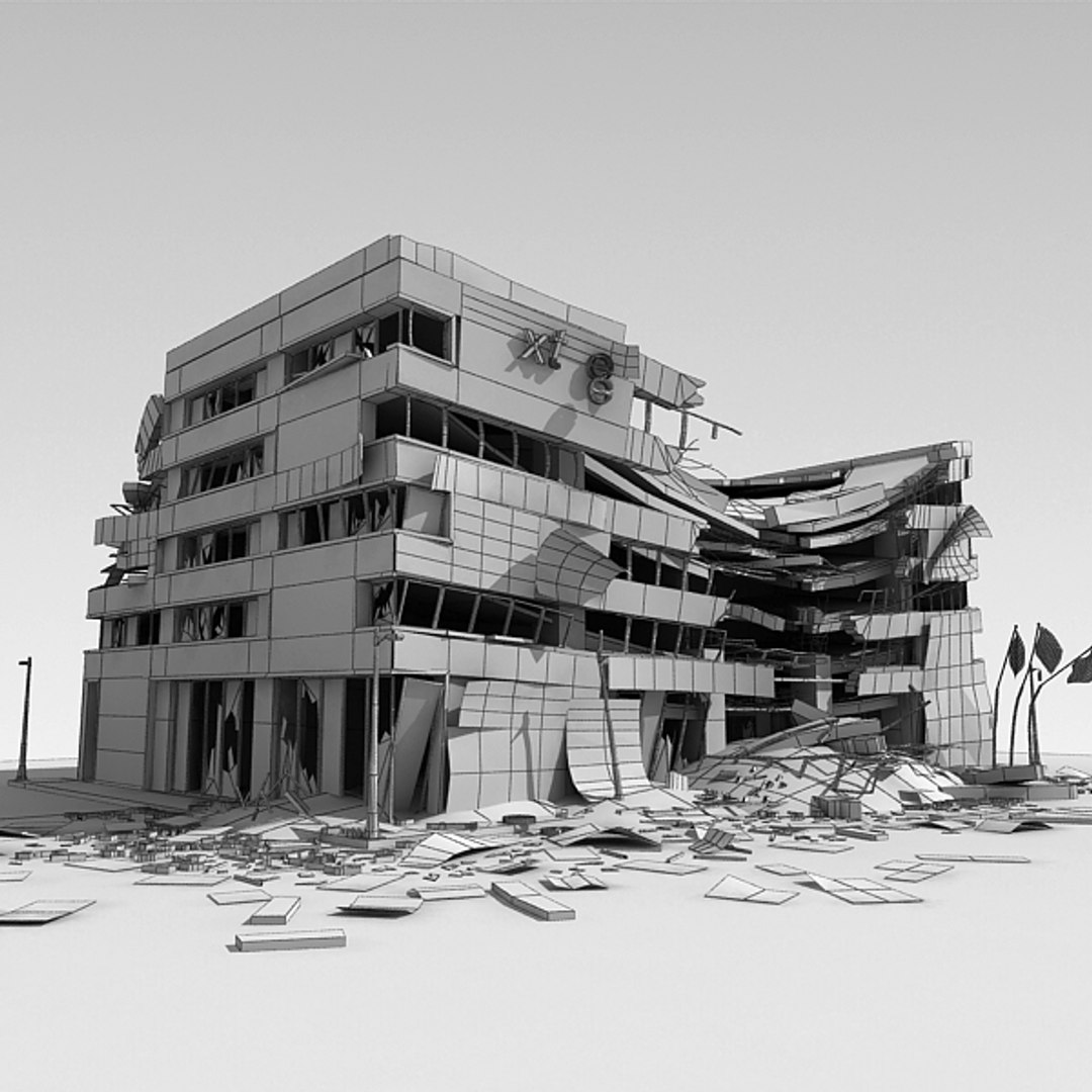 3d model destroyed building