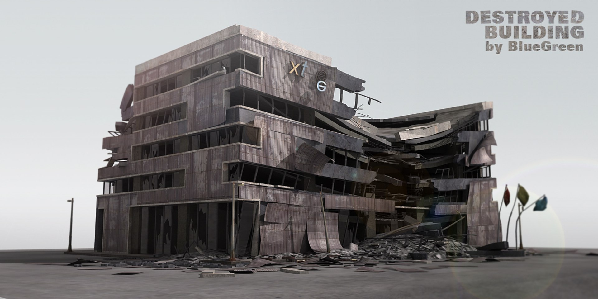 3d model destroyed building