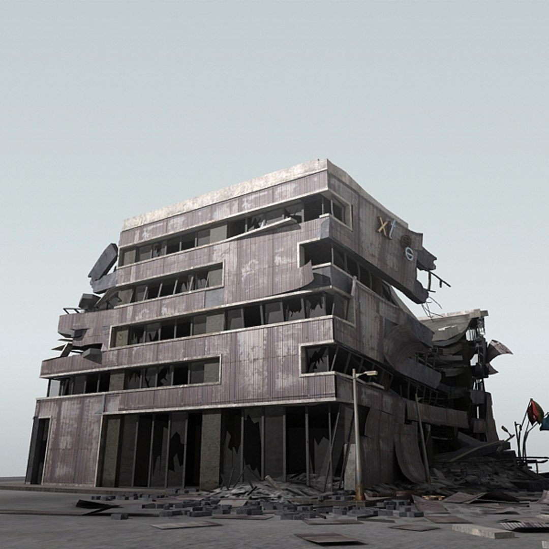 3d model destroyed building