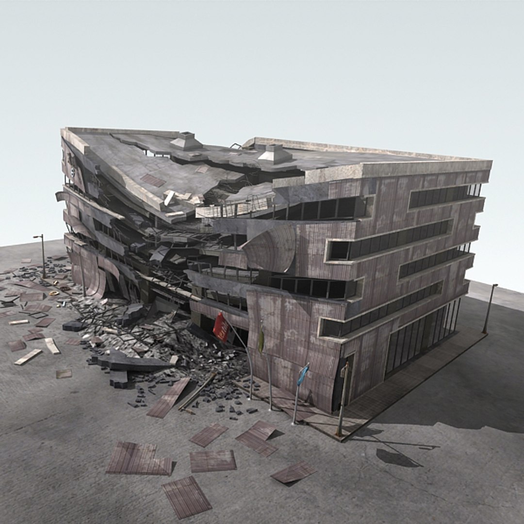 3d model destroyed building
