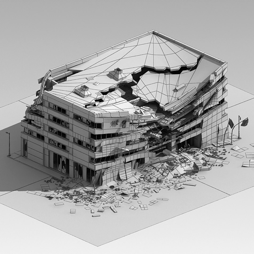 3d model destroyed building