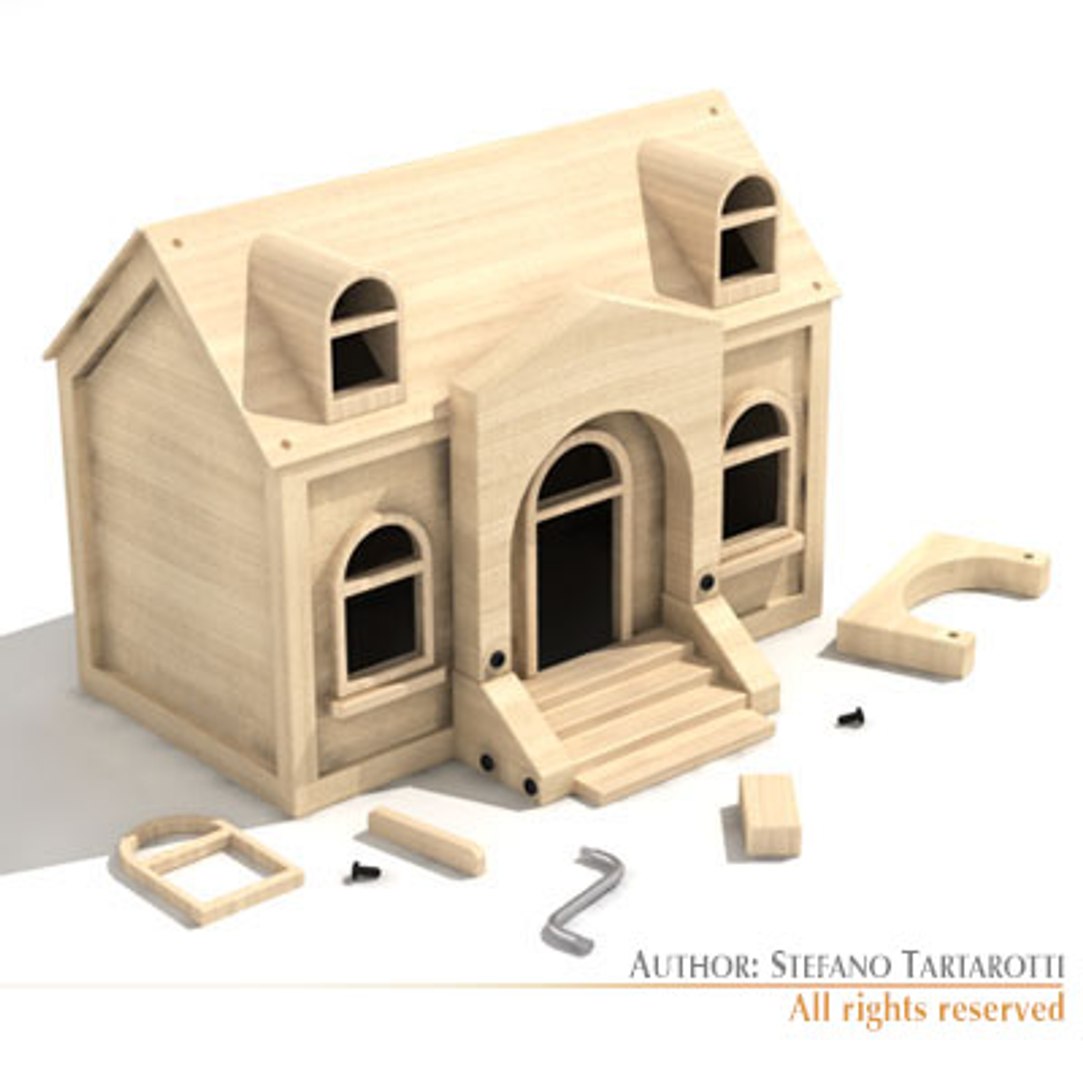 3d Wooden Toy House Model