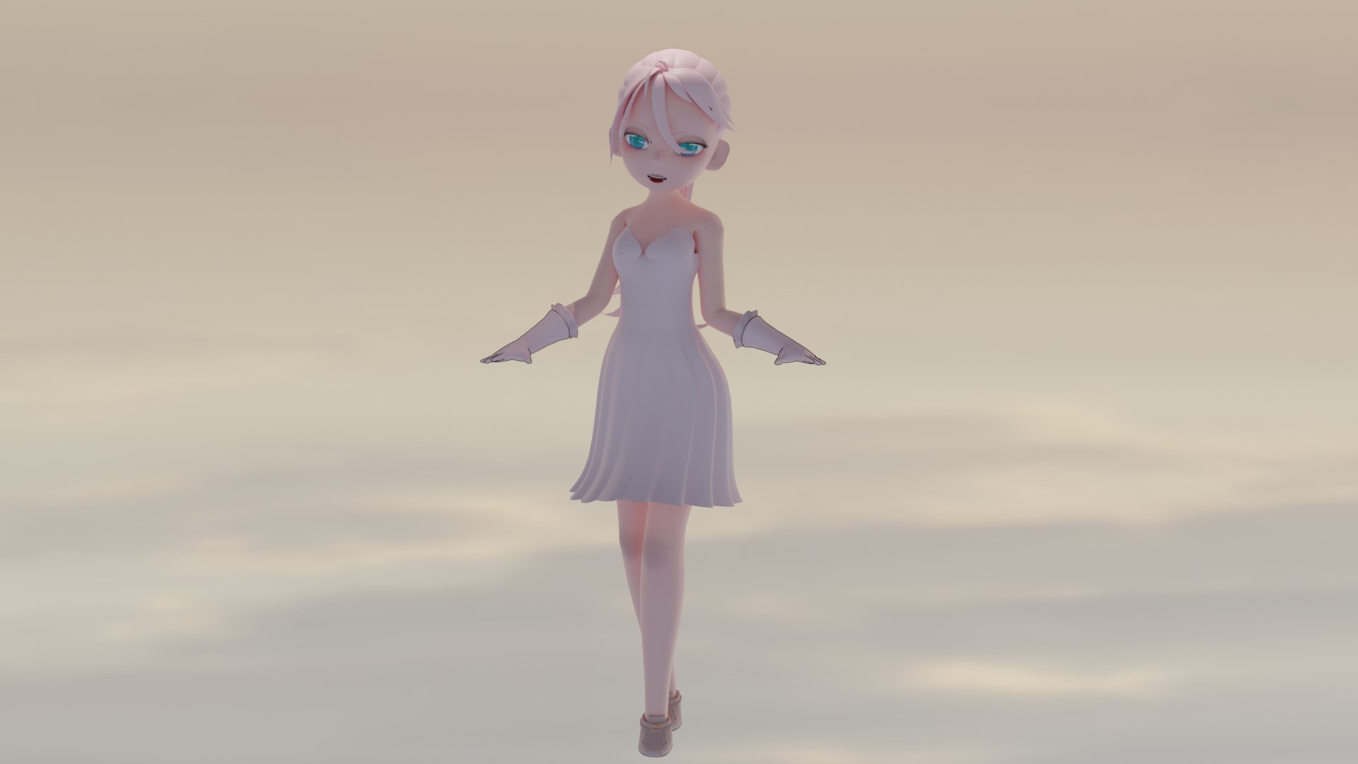 3D Model Girl Pink Dress Princess - TurboSquid 2212134