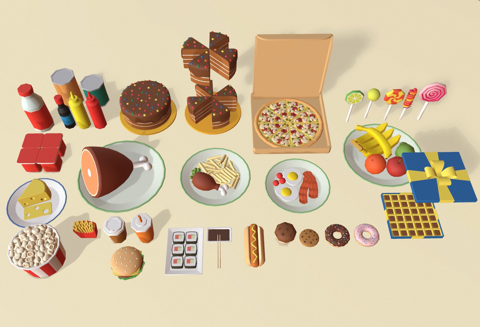 Cartoon Food Pack 3D Model - TurboSquid 1658947