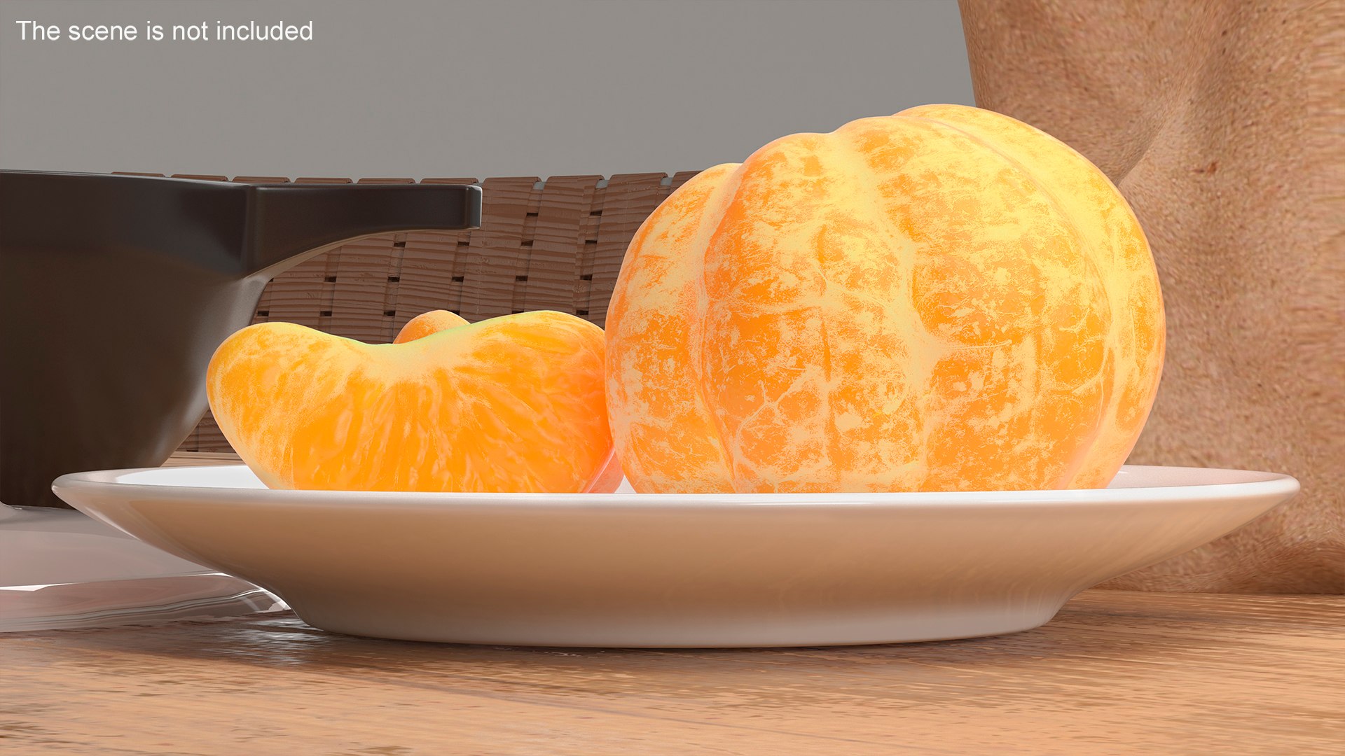 3D Peeled Mandarin Split Into Segments On White Plate - TurboSquid 2115665