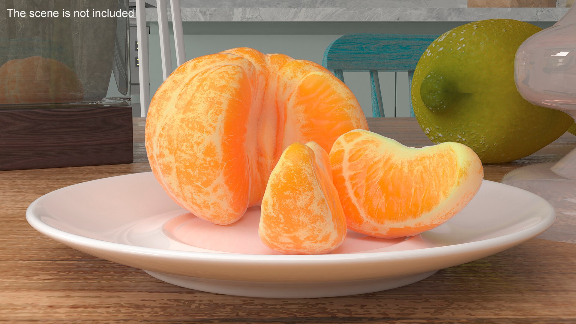 3D Peeled Mandarin Split Into Segments On White Plate - TurboSquid 2115665