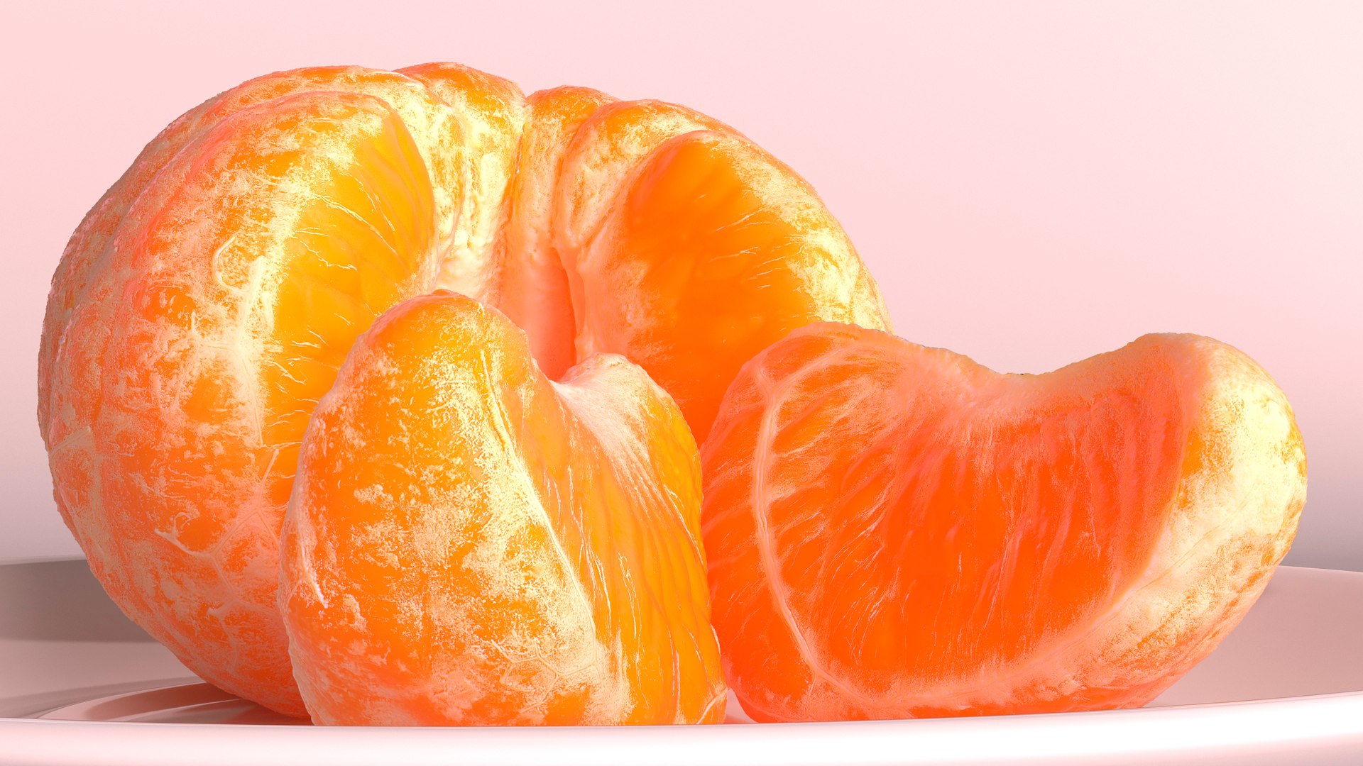 3D Peeled Mandarin Split Into Segments On White Plate - TurboSquid 2115665