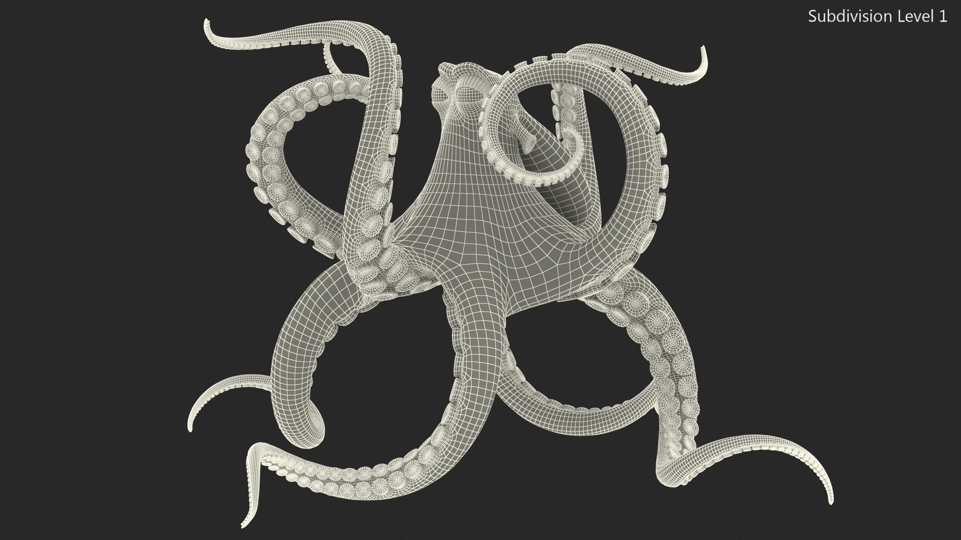 3D Cartoon Octopus Floating Pose - TurboSquid 1971810