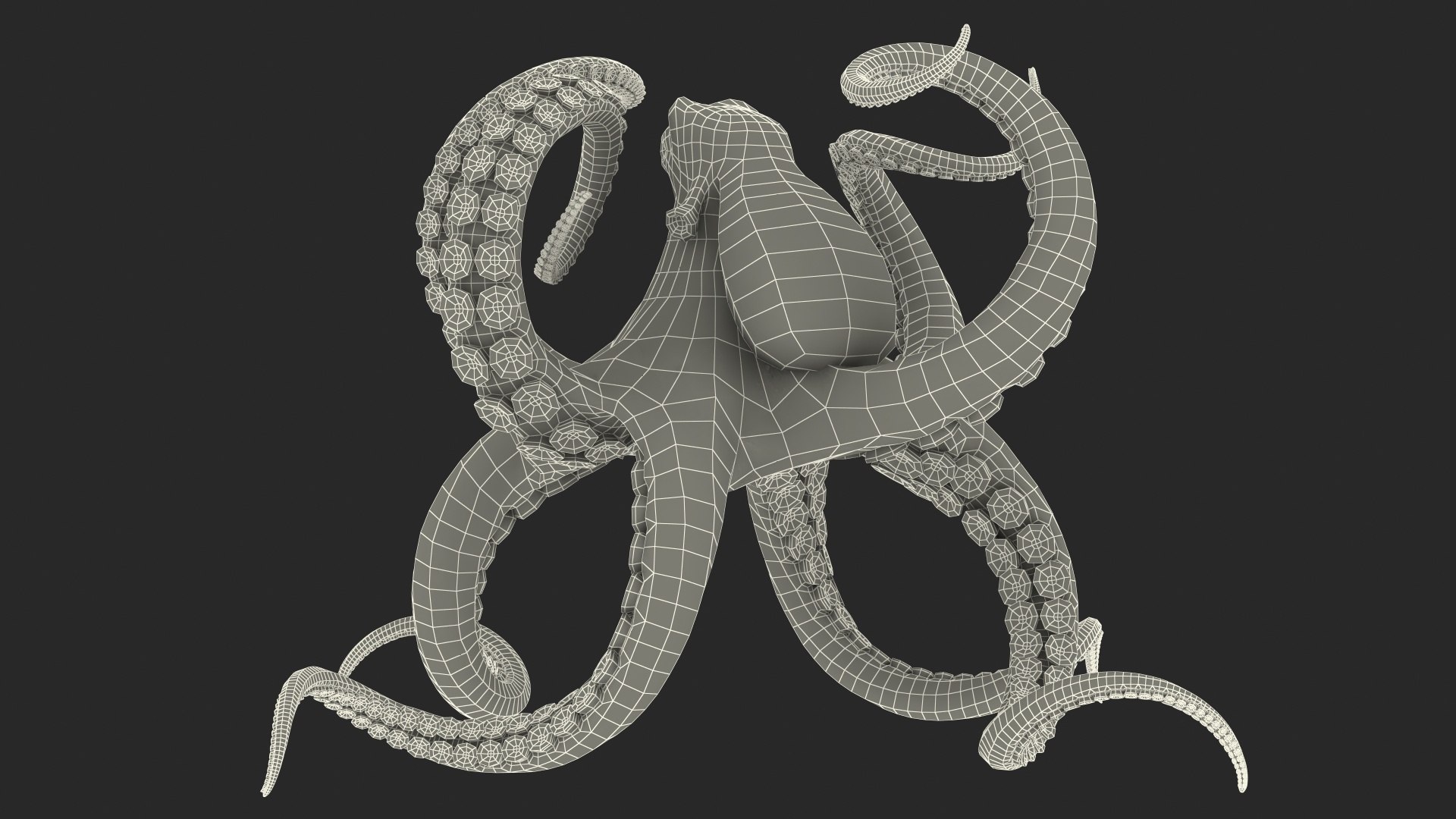 3D Cartoon Octopus Floating Pose - TurboSquid 1971810