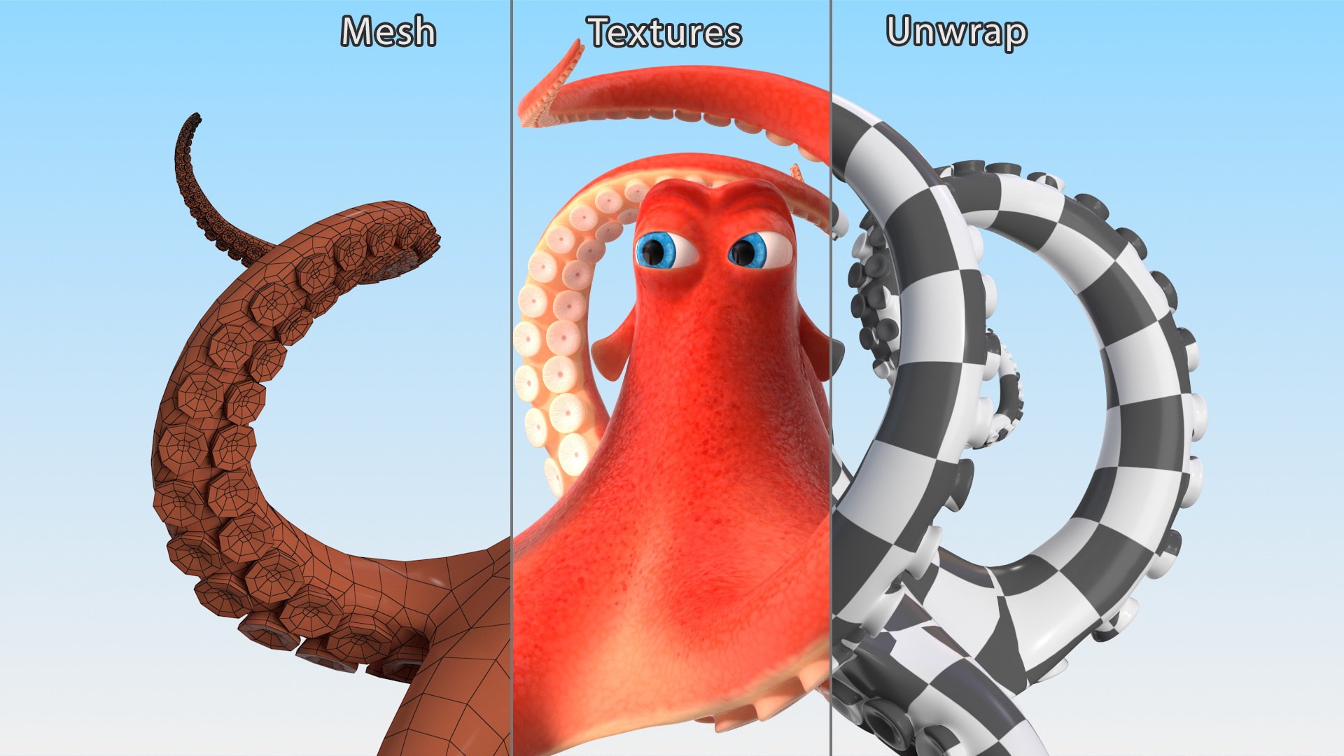 3D Cartoon Octopus Floating Pose - TurboSquid 1971810