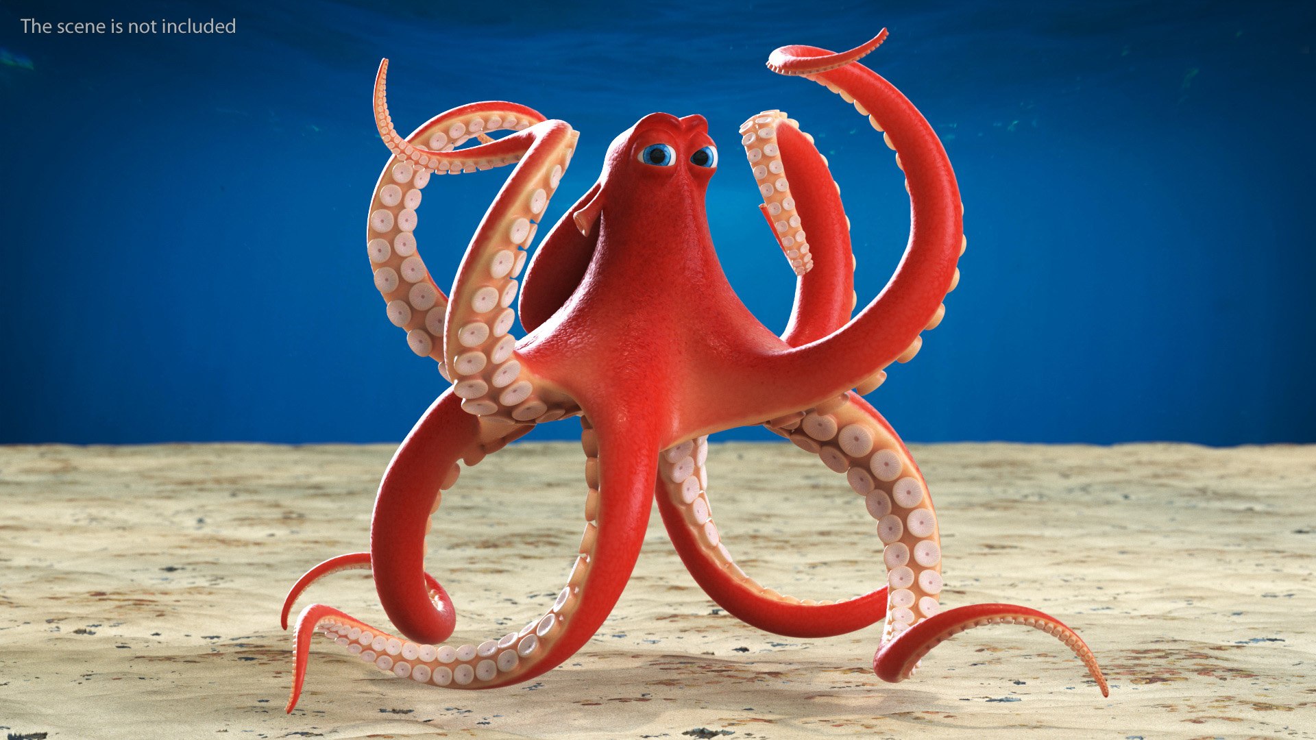 3D Cartoon Octopus Floating Pose - TurboSquid 1971810