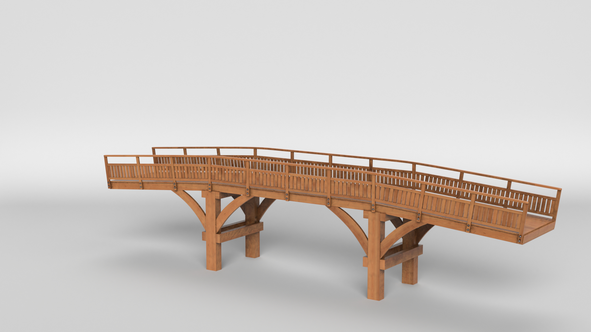 3D wooden road bridge model - TurboSquid 1674972