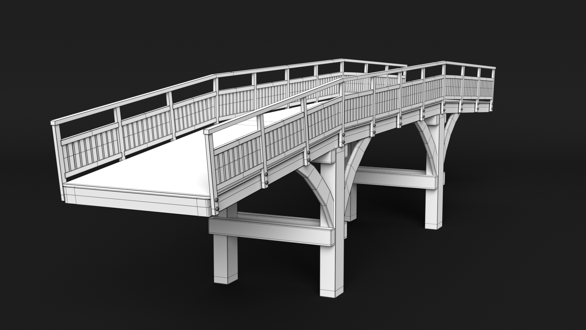 3D wooden road bridge model - TurboSquid 1674972