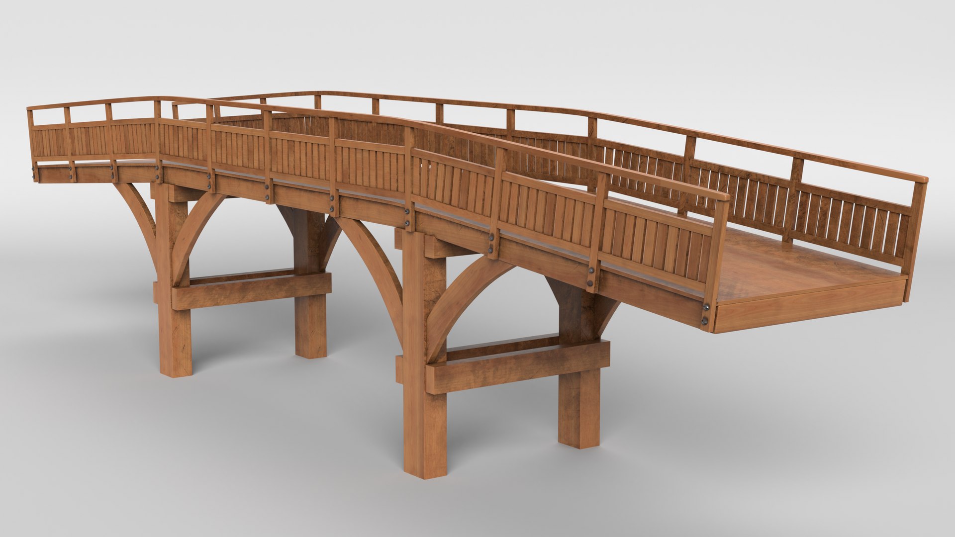 3D wooden road bridge model - TurboSquid 1674972