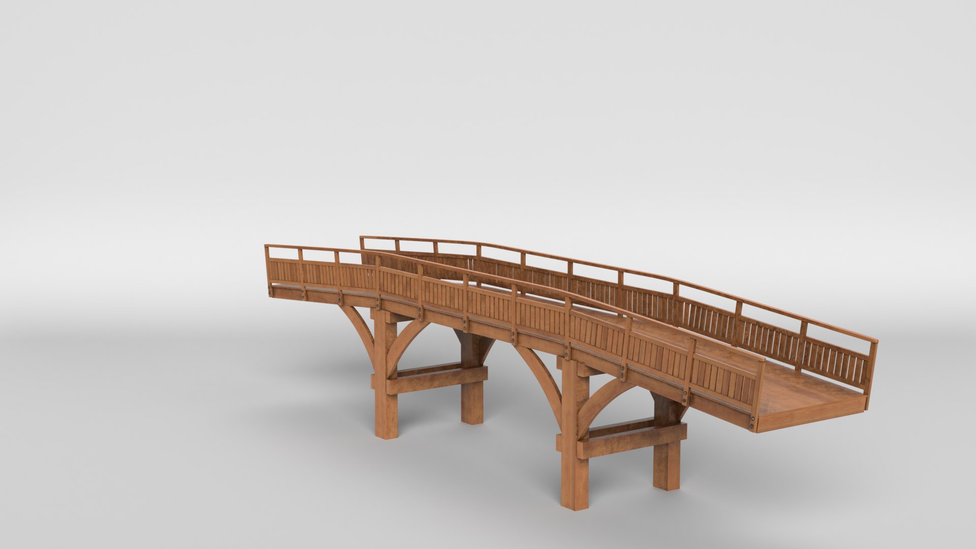 3D wooden road bridge model - TurboSquid 1674972