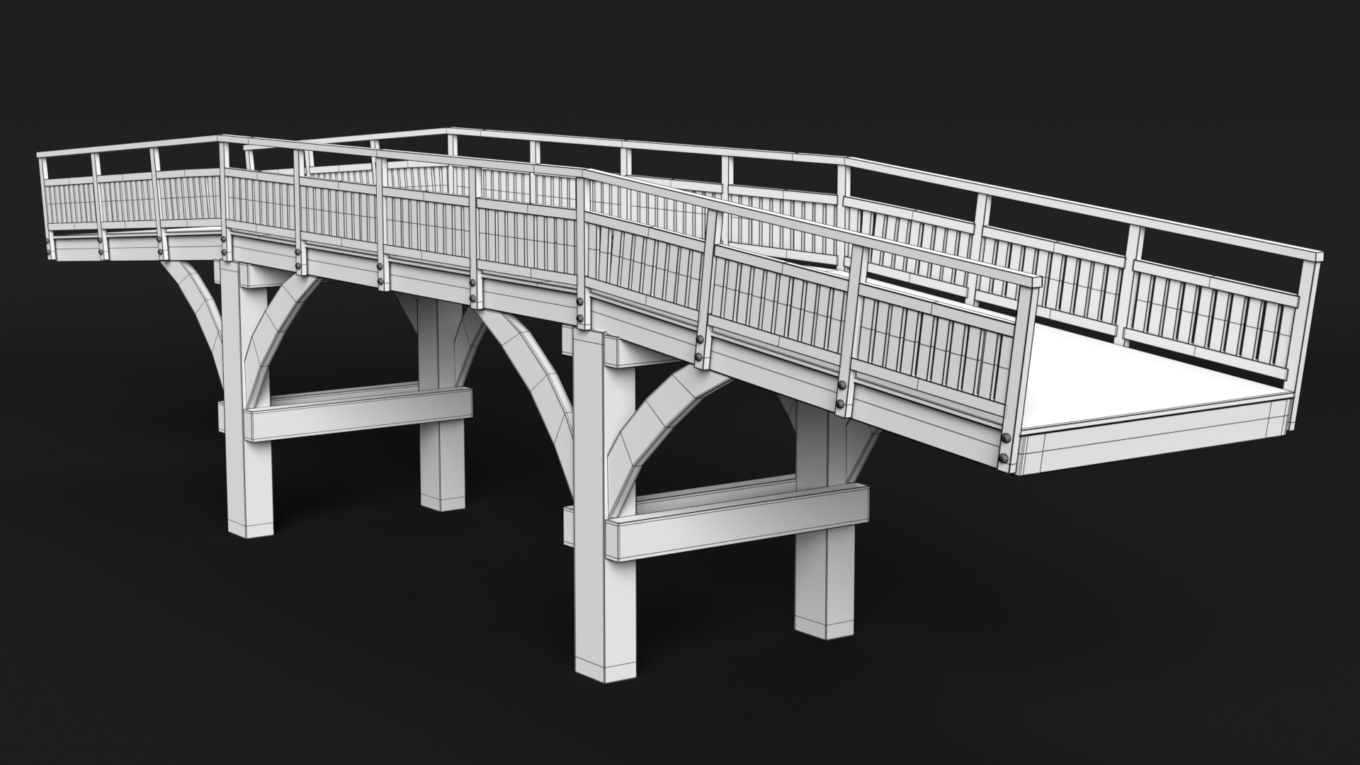 3D wooden road bridge model - TurboSquid 1674972
