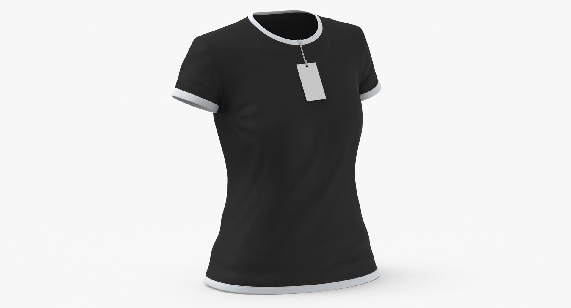 Female Crew Neck Worn With Tag White And Black 02 Model - TurboSquid ...