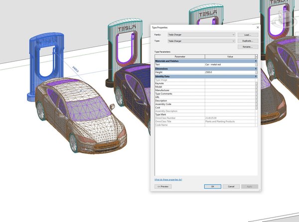 modelo 3d Familia Tesla Revit con cargadores - TurboSquid 1684488
