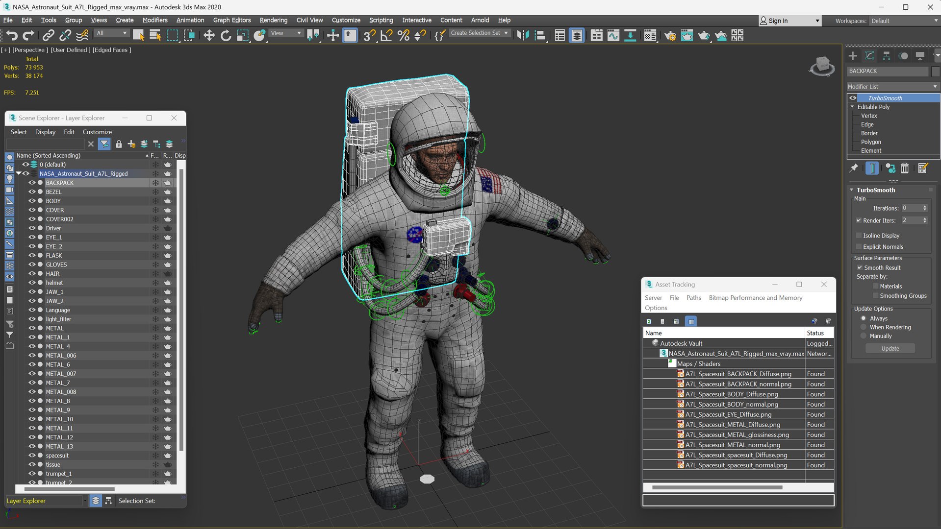 NASA Astronaut Suit A7L Rigged 3D Model - TurboSquid 2351880