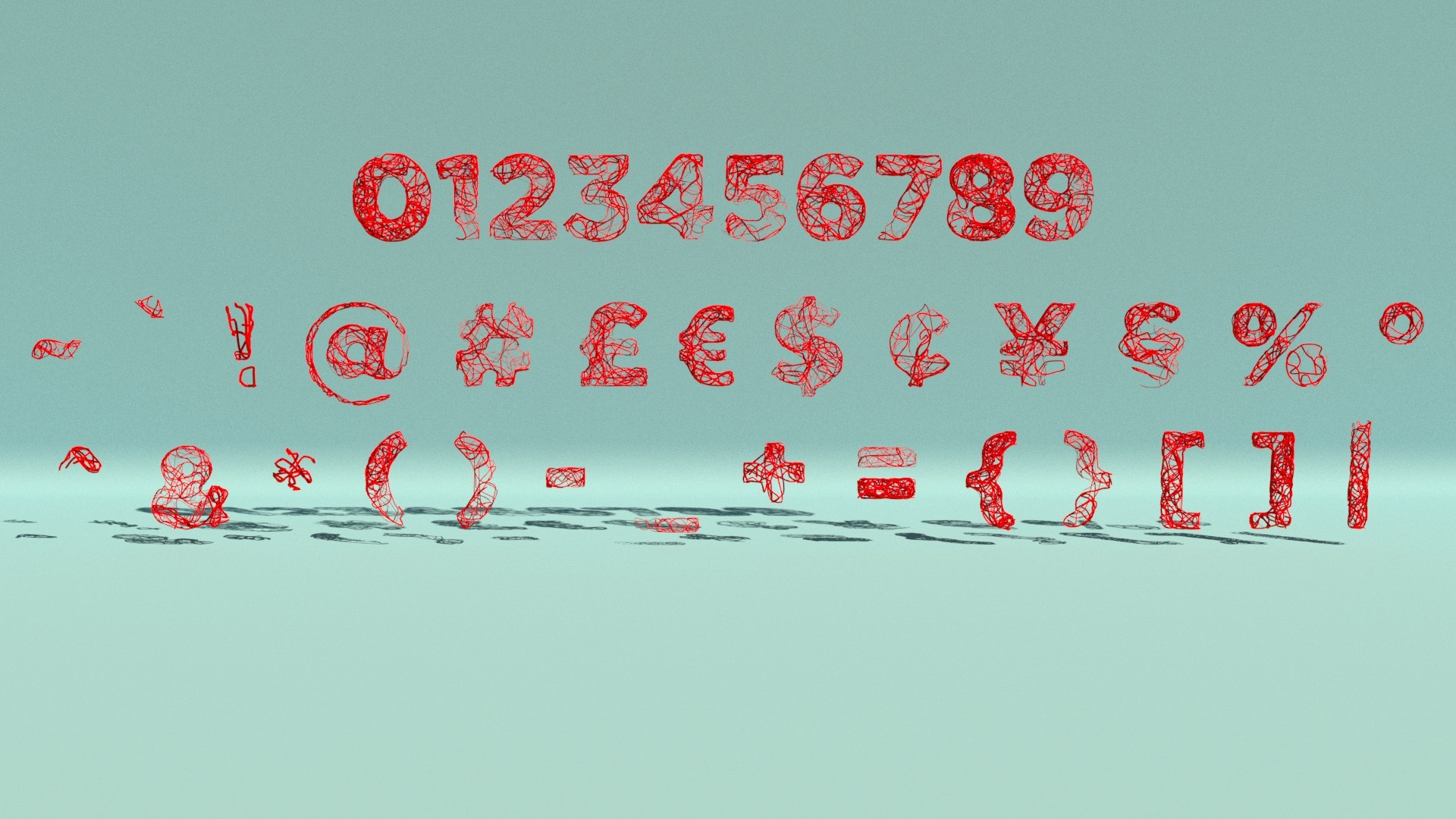 3d numbers signs splines model