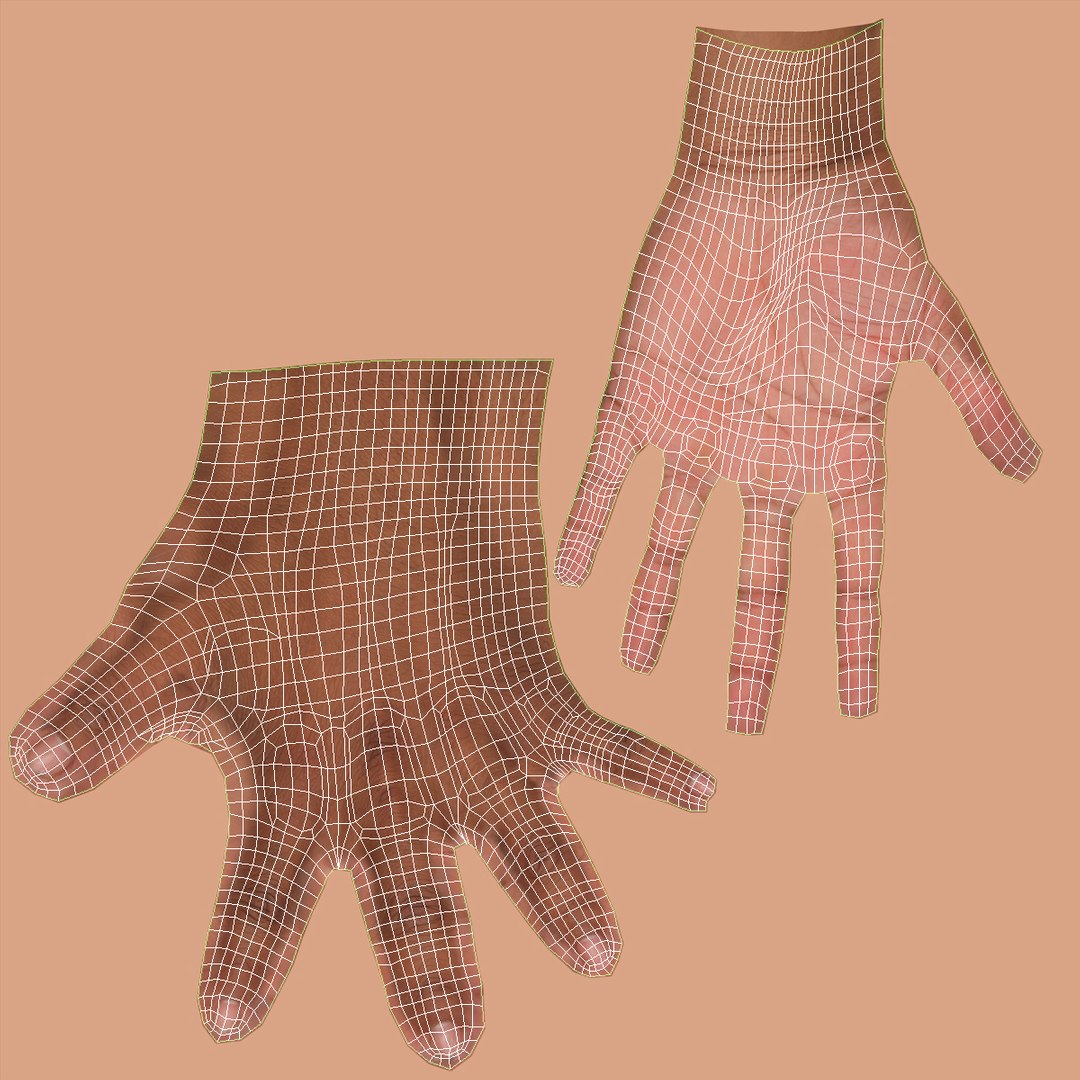 3d hand rigged poses skin
