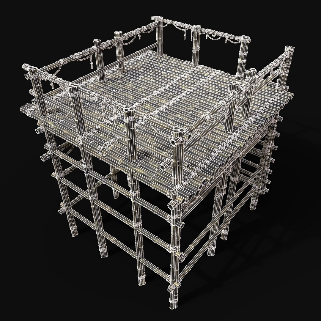 3D BAMBOO PLATFORM PIER LOG JUNGLE PORT CONSTRUCTION WATCHTOWER ...