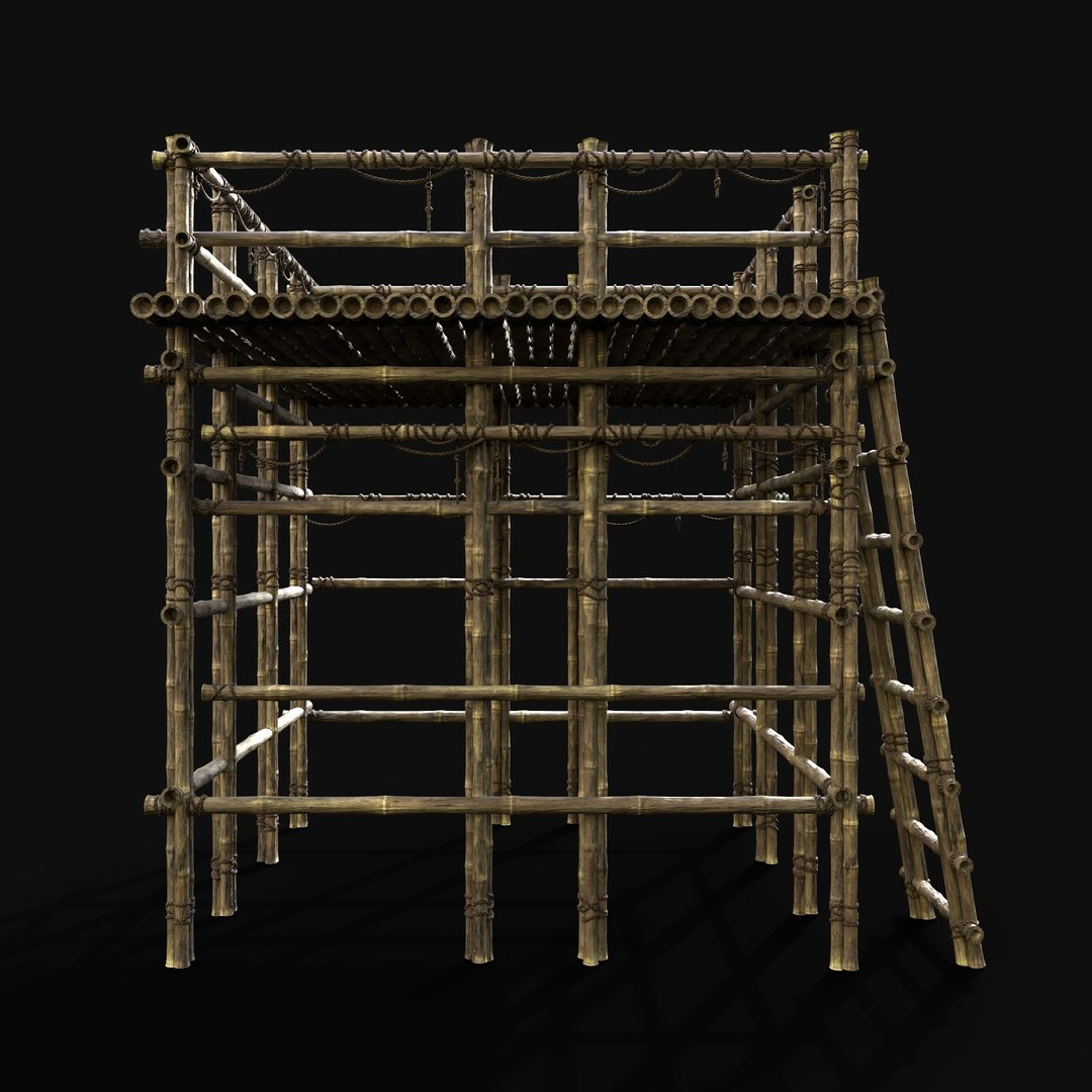 3D BAMBOO PLATFORM PIER LOG JUNGLE PORT CONSTRUCTION WATCHTOWER ...