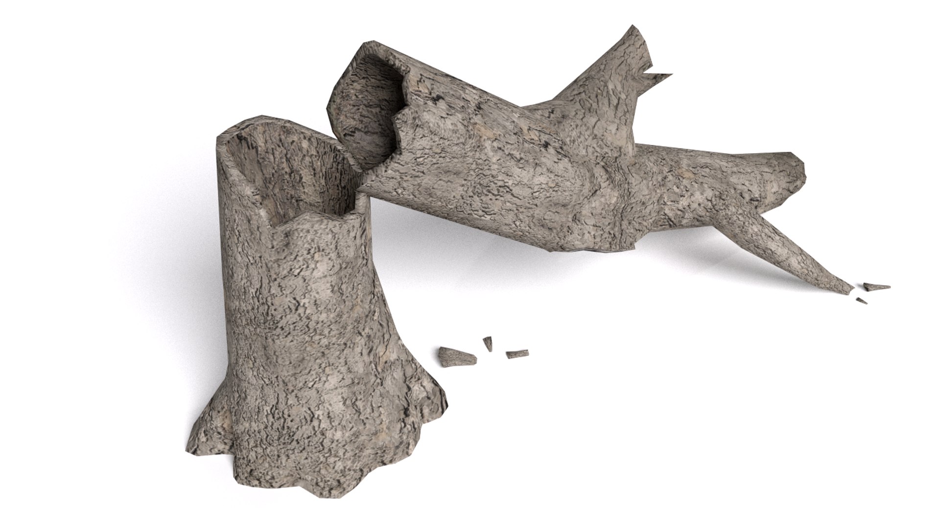 3d model dead fallen tree