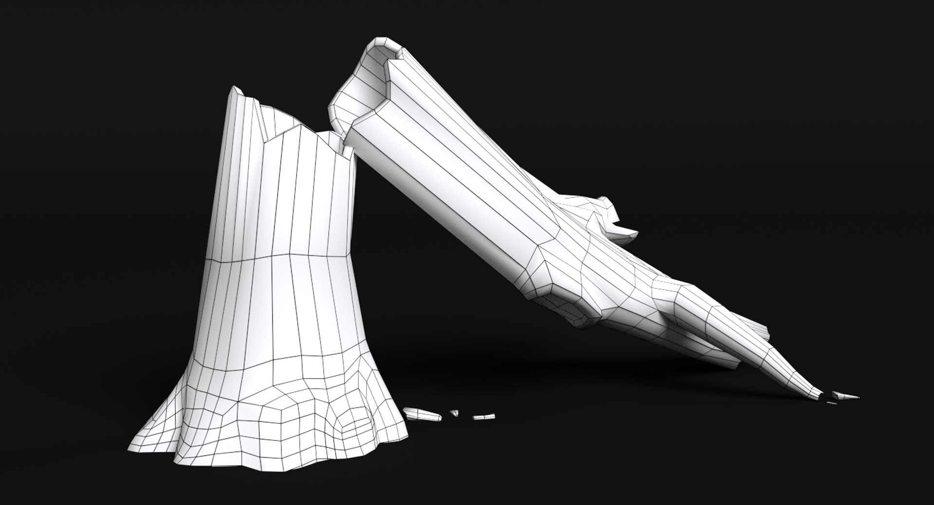 3d model dead fallen tree