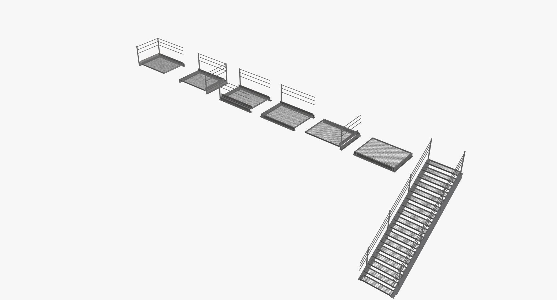 Modular Galvanised Steel Walkways And Stairs 3D Model - TurboSquid 1985613