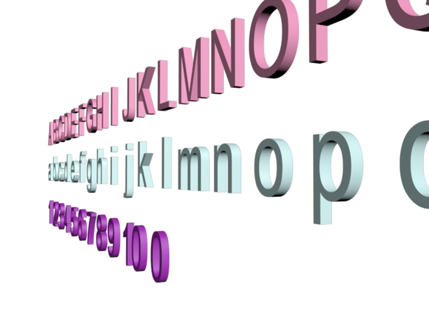 3d Model Simple Alphabets Numbers