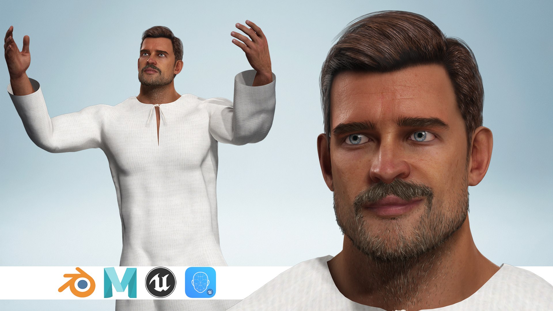3D Model Realistic Muslim Man Wearing White Thobe Traditional Arabi ...