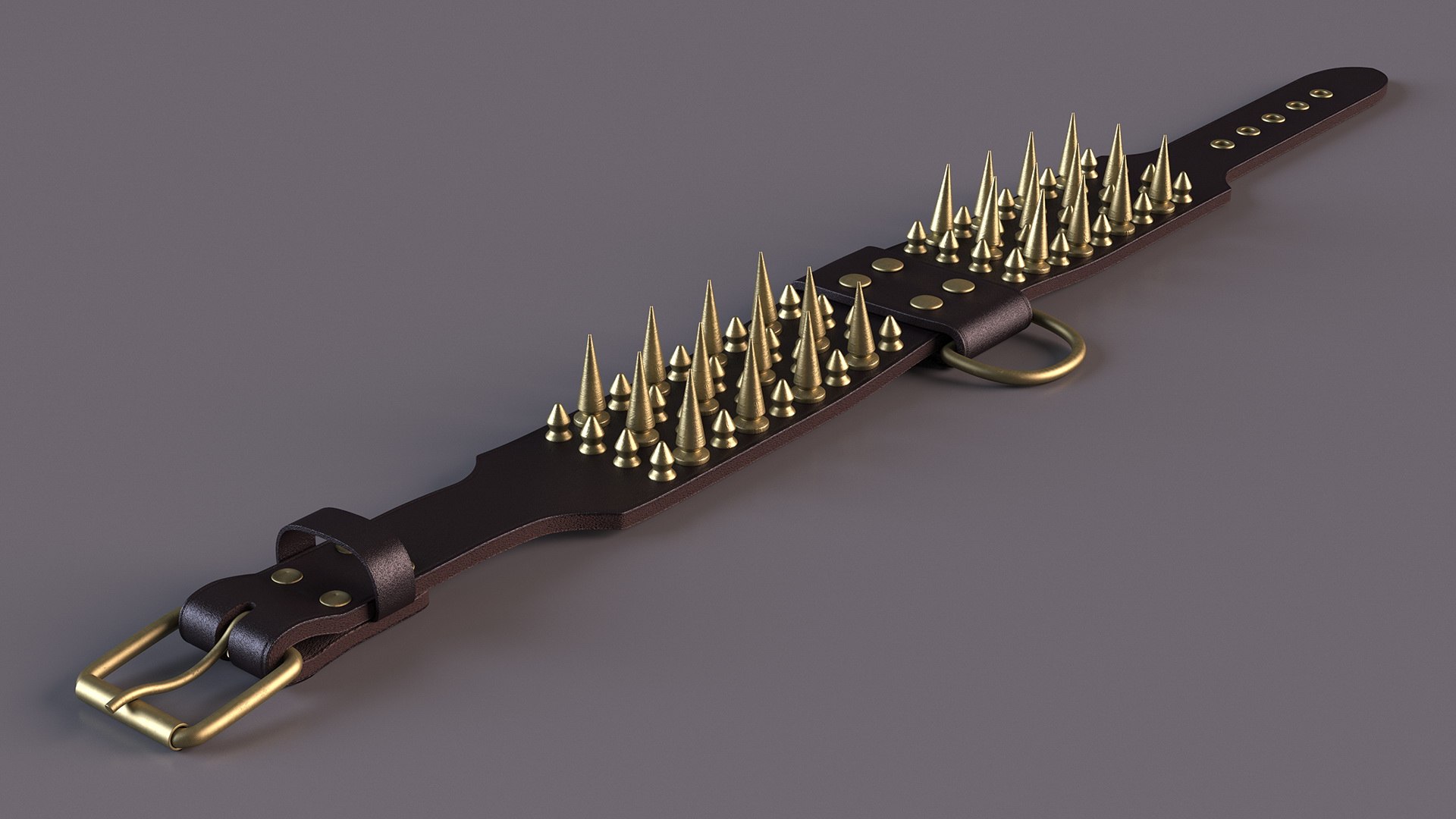 Leather Studded Collar Lying Brown 3D model - TurboSquid 2149115