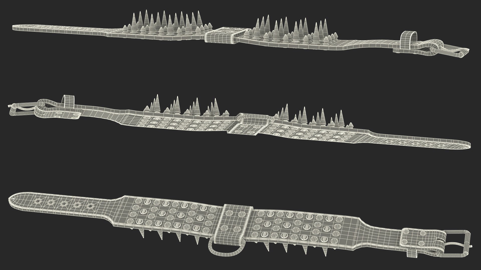 Leather Studded Collar Lying Brown 3D model - TurboSquid 2149115