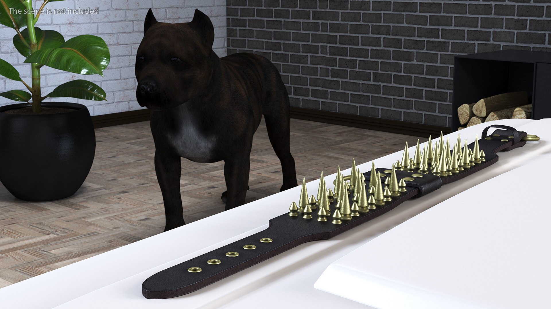 Leather Studded Collar Lying Brown 3D model - TurboSquid 2149115