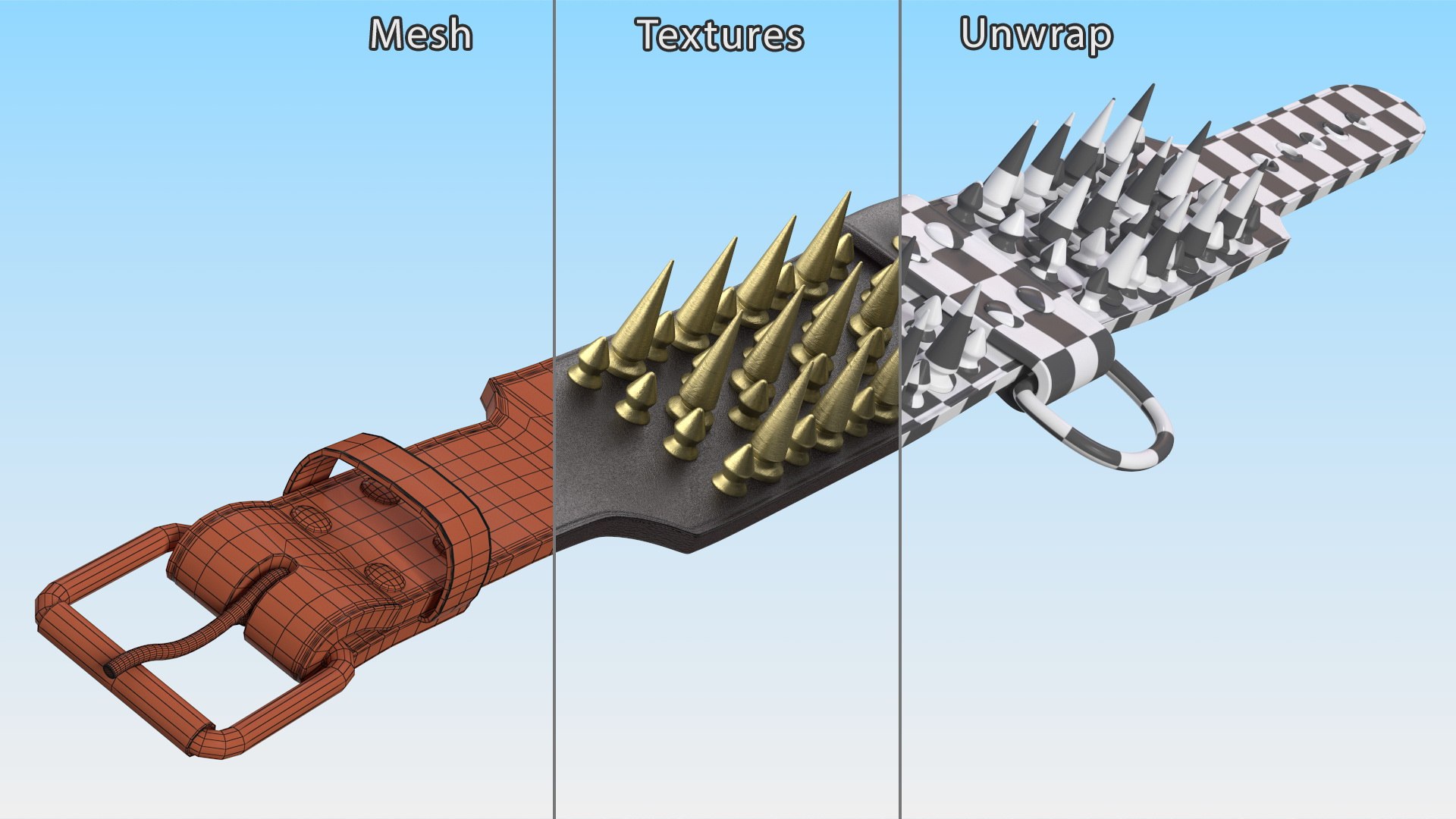 Leather Studded Collar Lying Brown 3D model - TurboSquid 2149115