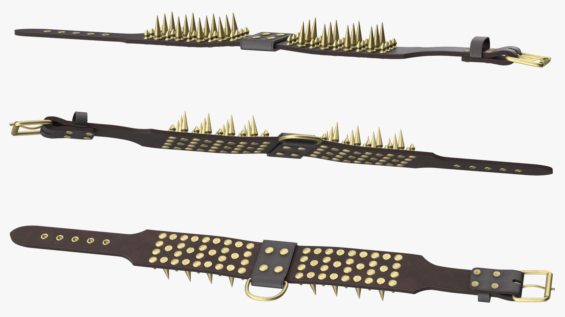 Leather Studded Collar Lying Brown 3D model - TurboSquid 2149115