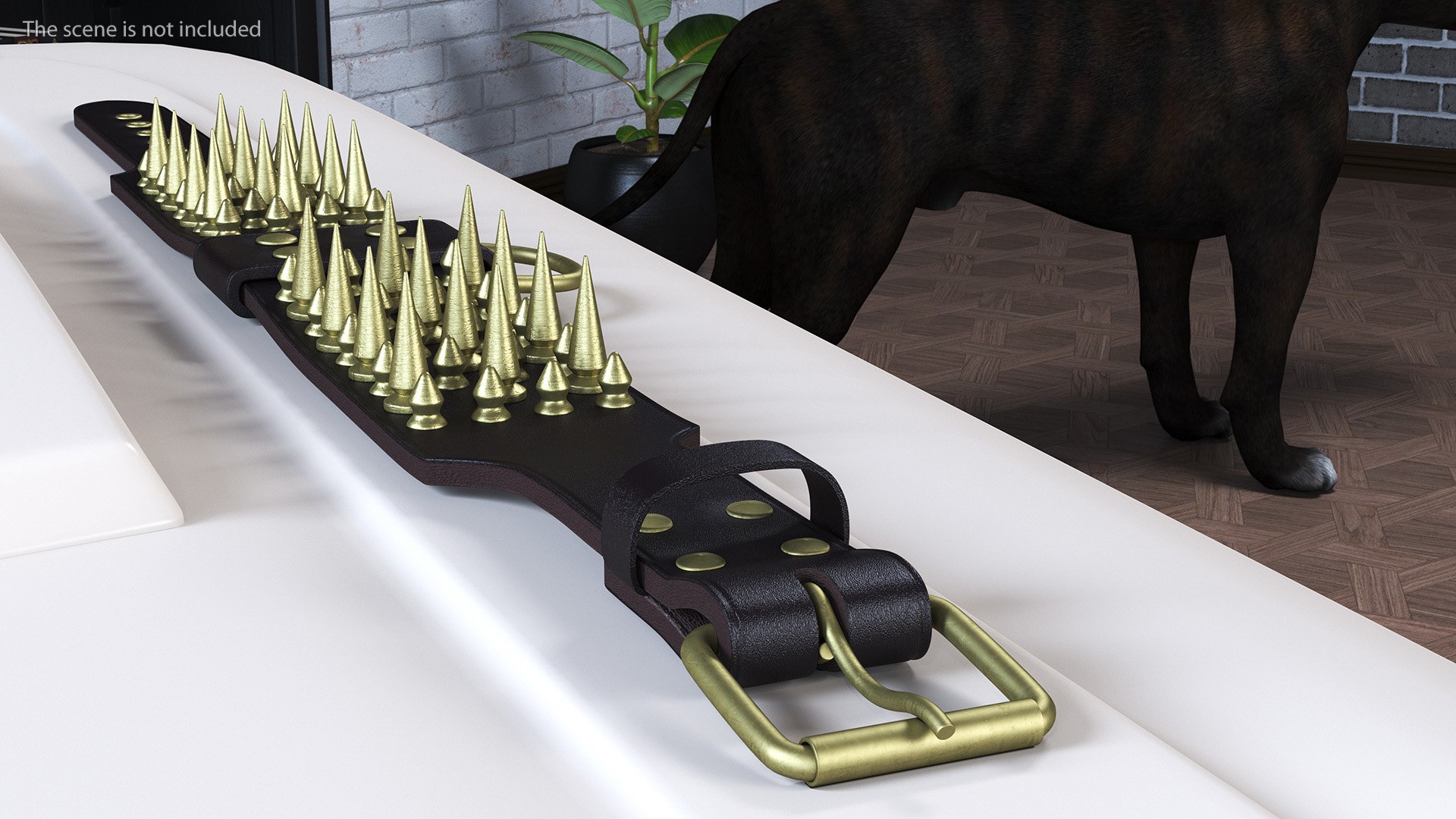 Leather Studded Collar Lying Brown 3D model - TurboSquid 2149115