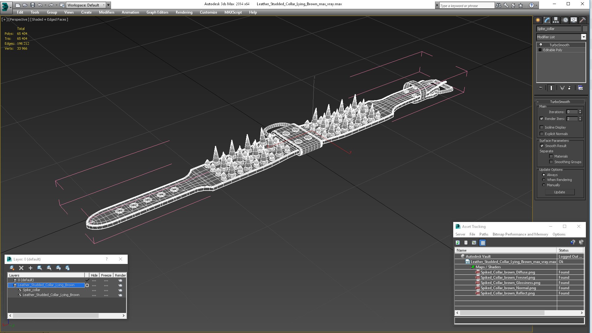 Leather Studded Collar Lying Brown 3D model - TurboSquid 2149115