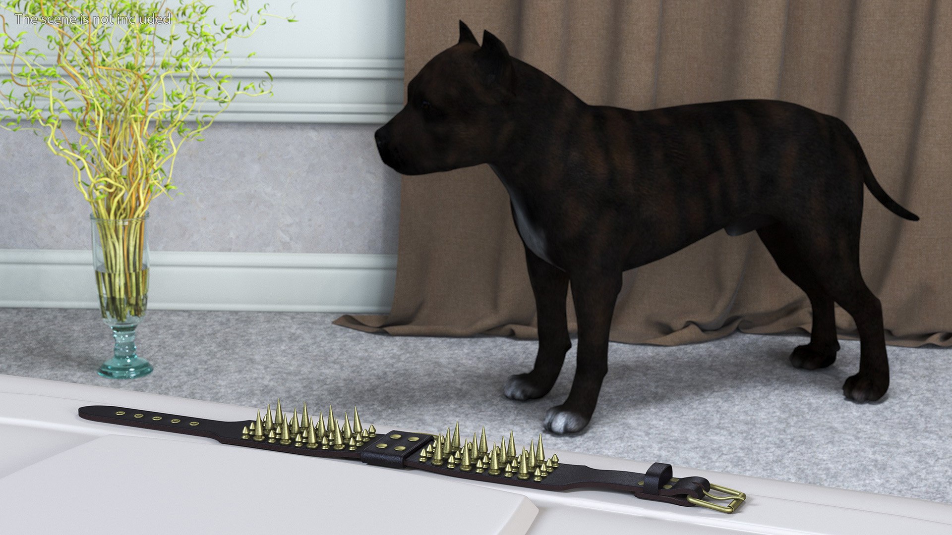 Leather Studded Collar Lying Brown 3D model - TurboSquid 2149115