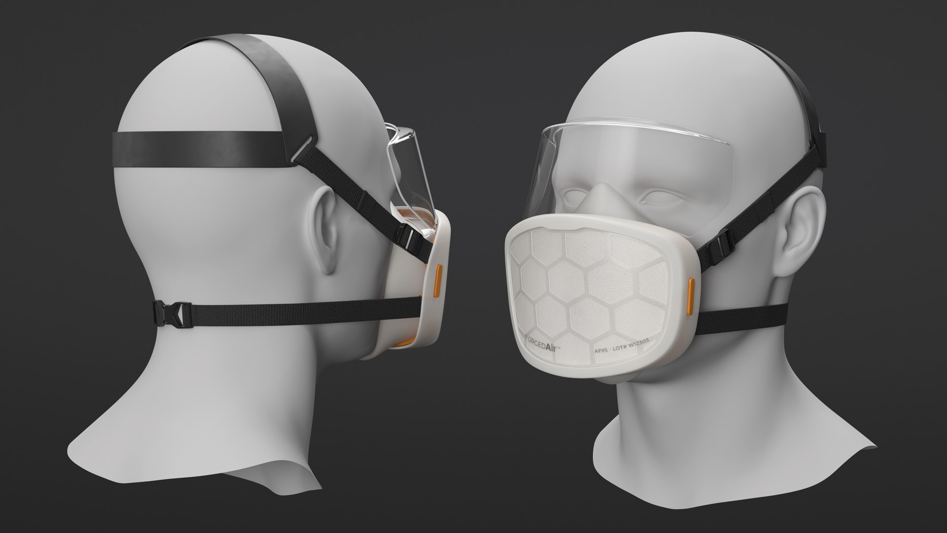3D Respirator With Visor ForgedAir White Model - TurboSquid 2161848