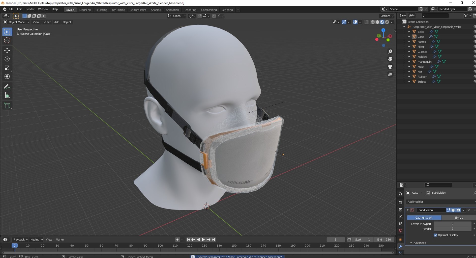 3D Respirator With Visor ForgedAir White Model - TurboSquid 2161848