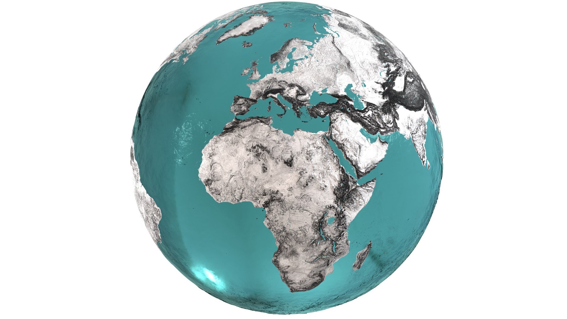 Earth Water 3D Globe Contours Full 3D - TurboSquid 2347561