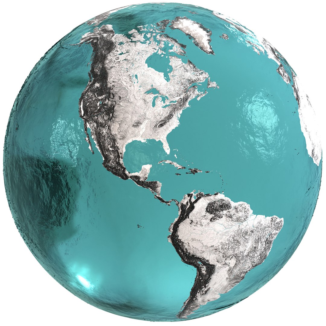 Earth Water 3D Globe Contours Full 3D - TurboSquid 2347561