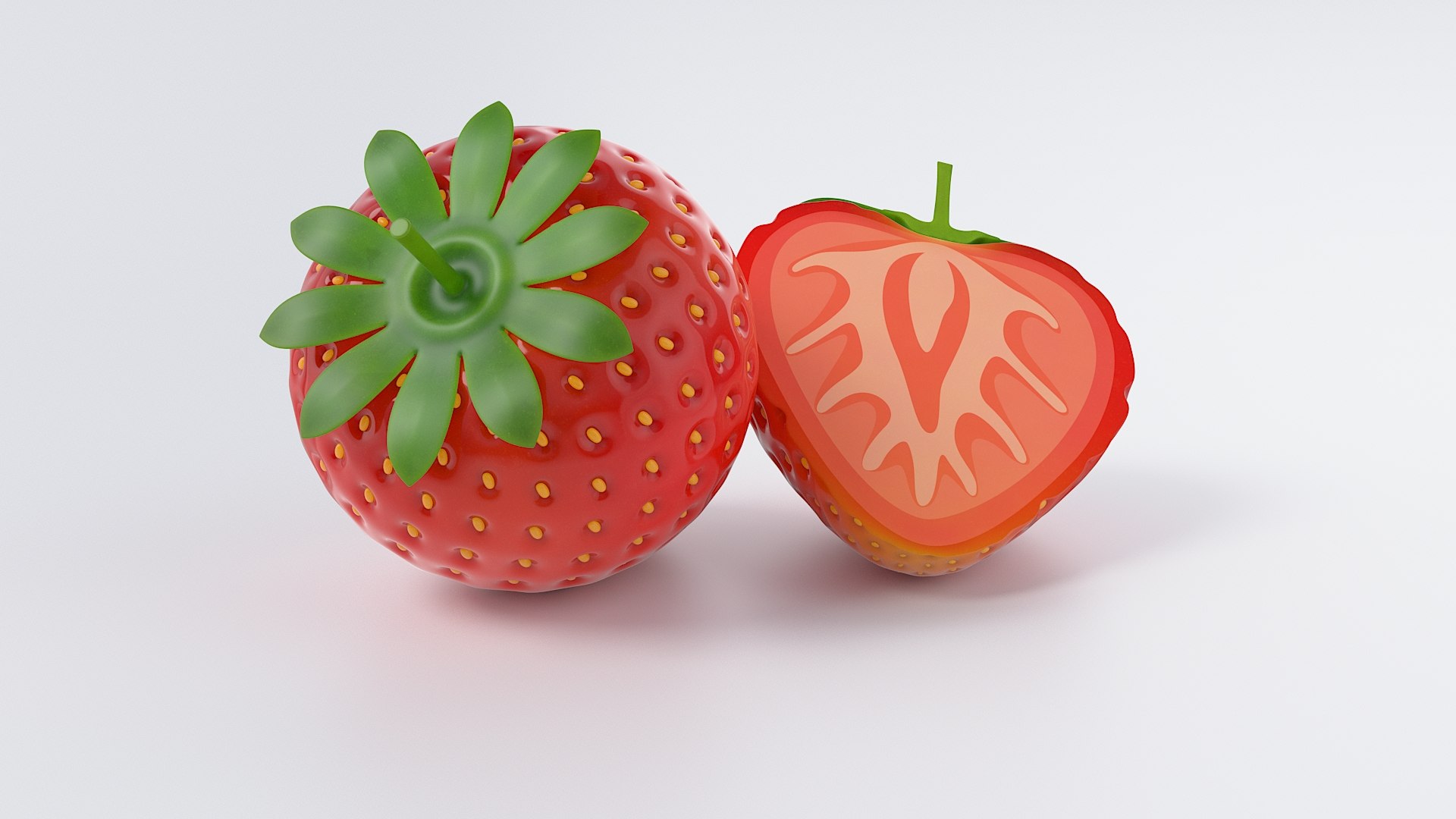 Cartoon Strawberry Set 3D - TurboSquid 2094429