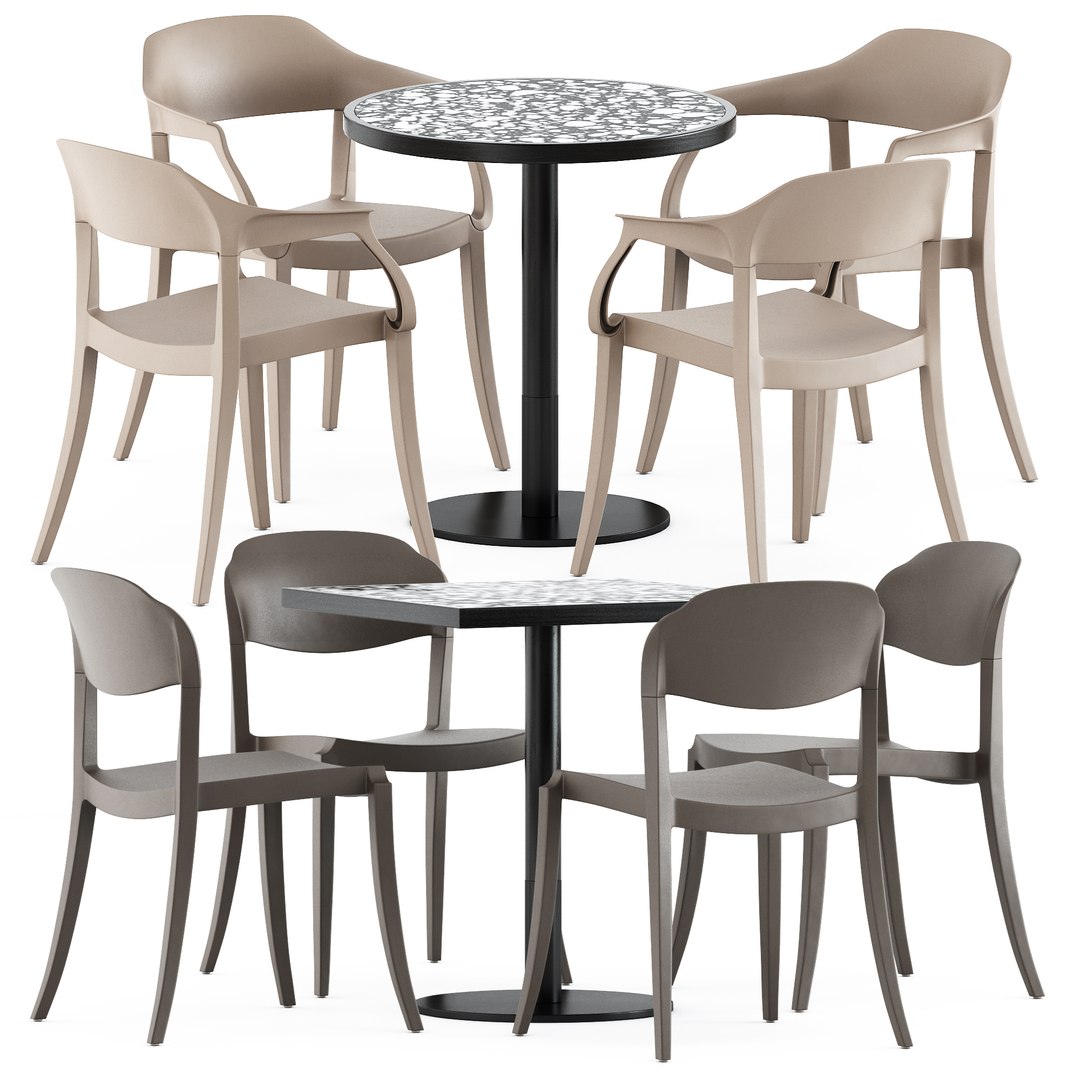 Strauss Stackable Chair And Briscola Table 3D Model - TurboSquid 1800202