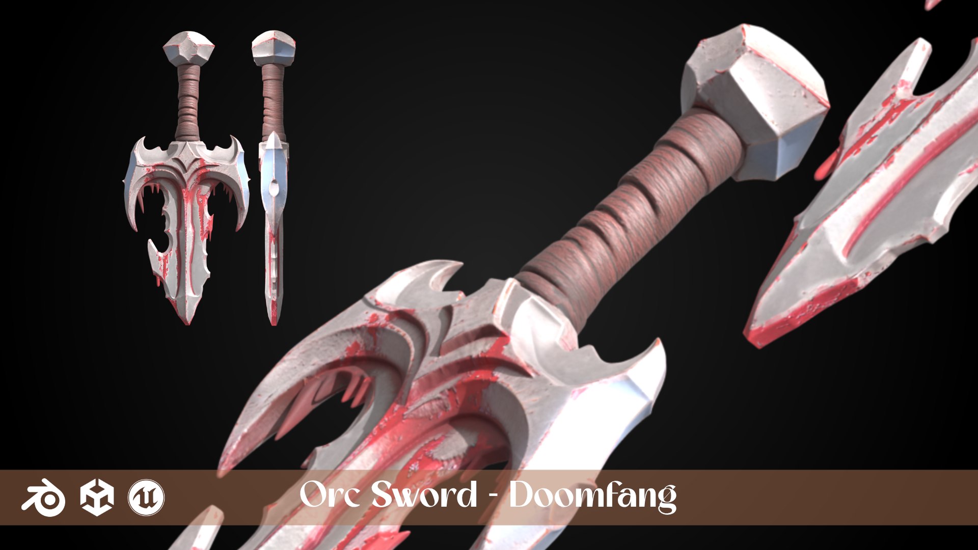 3D Model Stylized Orc Sword - Doomfang - Game Ready - TurboSquid 2440956